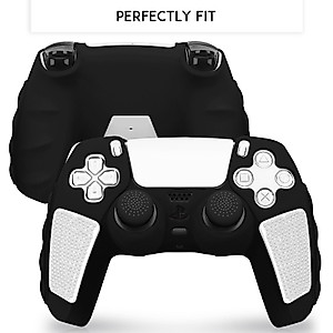 SIKEMAY Anti-Slip PS5 Controller Skin, Soft Thicken Non-Slip Studded Silicone Gel Grip Protective Cover Case for PlayStation 5 Controller Grip, 2 Pack with 8 x Thumb Grip Caps