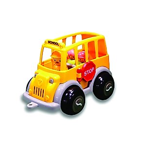 VIKINGTOYS Viking Toys - Midi School Bus - 9" Toy Vehicles Comes with 3 Figures, Working Stop Sign, for Kids Ages 1 Year +