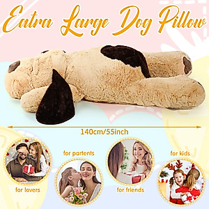 HyDren 55 Inch Giant Puppy Dog Stuffed Animal Large Plush Dog Pillow Soft Stuffed Dog Huge Stuffed Animal Pillow Big Plush Toy for Boys Girls Adults Birthday Holiday Presents