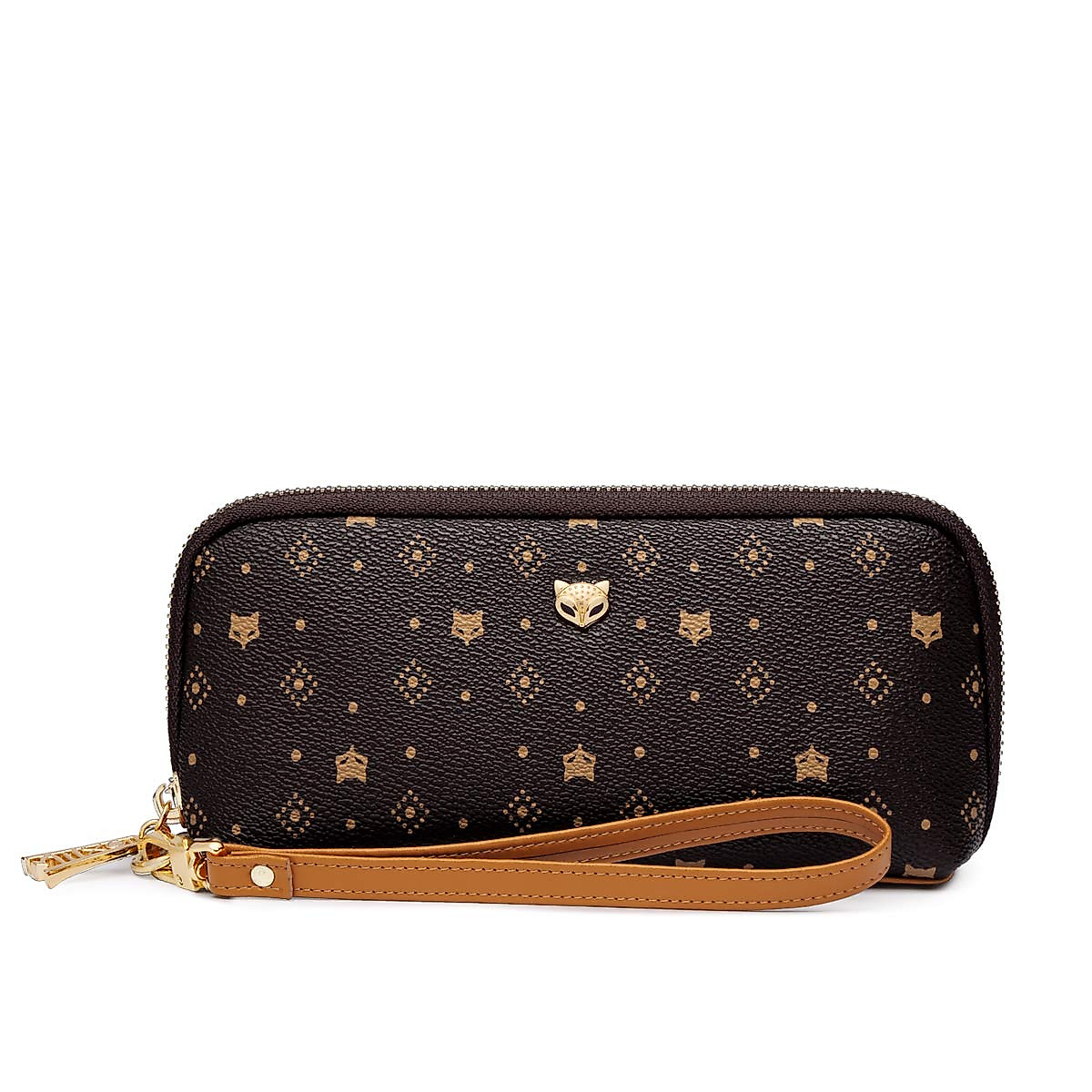 FOXLOVER PVC Leather Wallets for Women Artificial Leather Long Wallet Lady Wristlets with Zipper Coin Purse