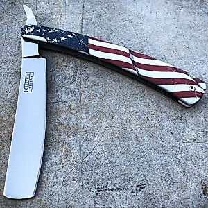 S.S. Folding Knives Shaving Straight Edge Usa American Flag Razor Steel Pocket Stainless Steel Blade Folding Knife Blade