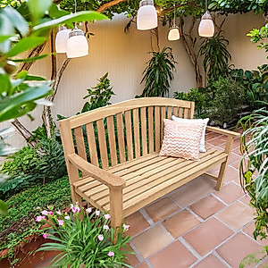 Seven Seas Teak San Jose Teak Outdoor Patio Bench, 5 Foot Made from Solid Teak Wood