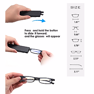 SKYOAK Ultra thin Lightweight Folding Reading Glasses Women Men TR90 Blue Light Blocking Anti UV/Eyestrain Foldable Compact Computer Readers Portable Unique Stretchable Slim Flat Case Red +2.0