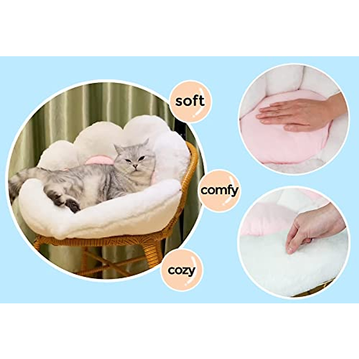 ELFJOY Comfy Chair Cushion Plush Cat Paw Cushion Kawaii Home Decor Cat Pillow for Office and Computer Gaming Chair (70 * 60cm, White)