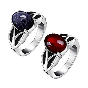 PAMTIER Unisex Stainless Steel Silver Plated Cool Dragon Claw Oval CZ Gem Stone Couples Ring Vintage Gothic Biker Wedding Band Blue Size 5