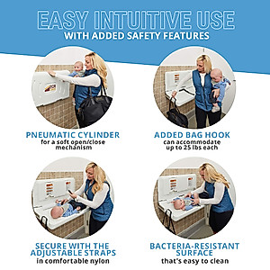 ECR4Kids ELR-18004 Wall-Mounted Baby Changing Station, Fold-Down Diaper Change Table & ELR-003 2-Ply Tissue and Poly Disposable Sanitary Liner for Baby Changing Stations, 18" x 13", 500-Pack - White