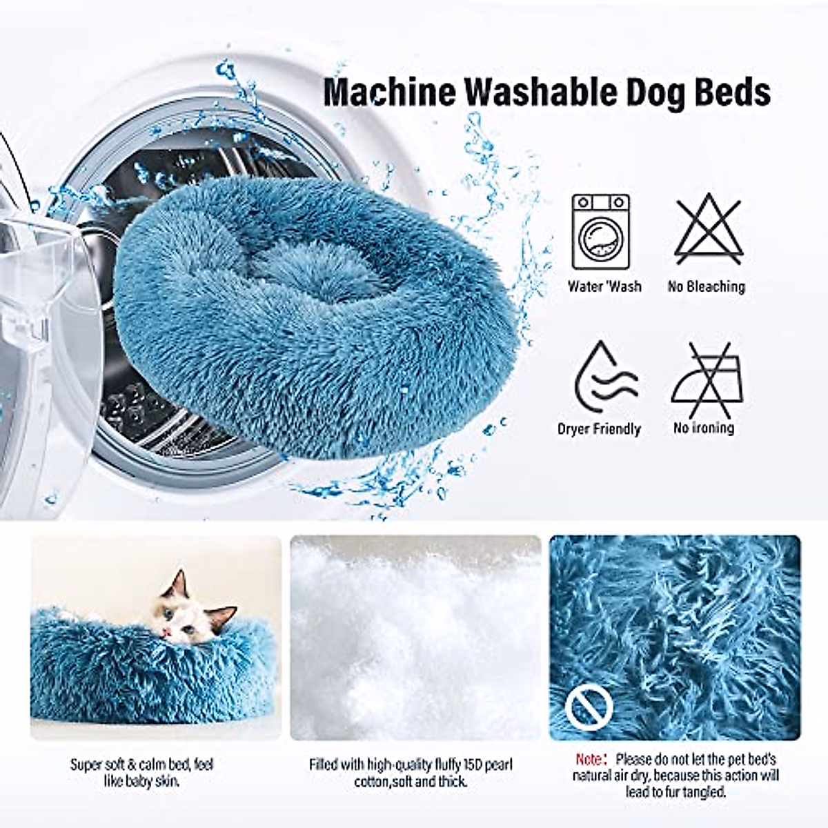Labpepet Calming Dog Cat Beds Round Puppy Bed for Small Dogs Cat Washable, Donut Warm Pet Bed Fluffy and Soothing Plush Bed