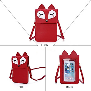 KL928 Women Small Crossbody Bag - Cell Phone Purse Smartphone Wallet Bags (Fox-Adjustable Strap)