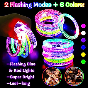 24 Pack Halloween Party Favors Bracelets Glow in the Dark Bracelets, Halloween Treats Party Favors Light Up Bracelet Halloween Glow Sticks Bracelet for Non Candy Treats Halloween Party Supplies