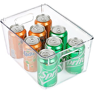 Homeries Pantry Organizer, Clear Storage Bins, for Kitchen, Pantry, Cabinets, for Storing Packets, Spices, Sauce, Snacks, Cans, Set of 4 11” x 8” x 6”