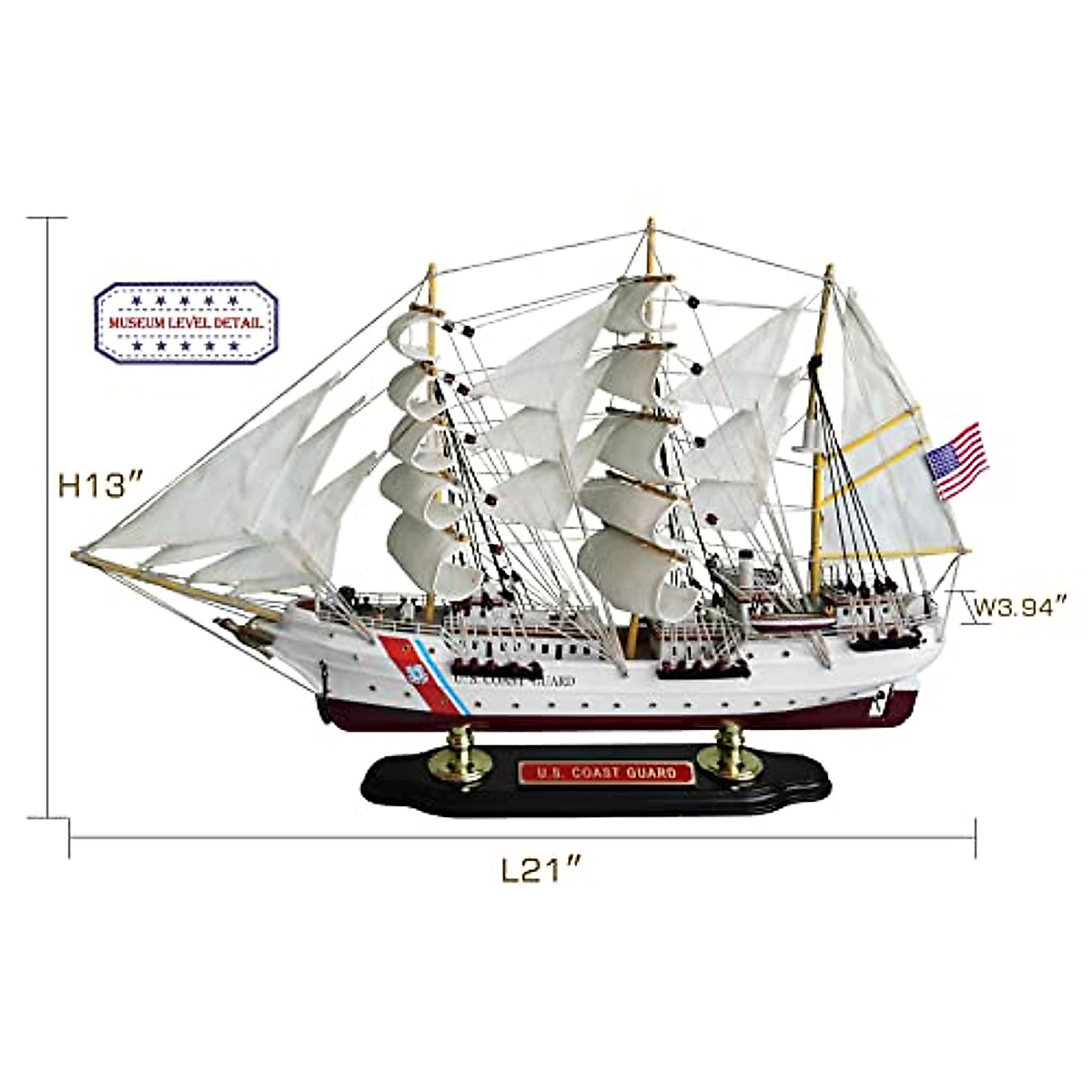SAILINGSTORY Wooden Model Ship US Coast Guard Eagle Barque Ship Model Sailboat Decor USCG 1936 Replica Medium