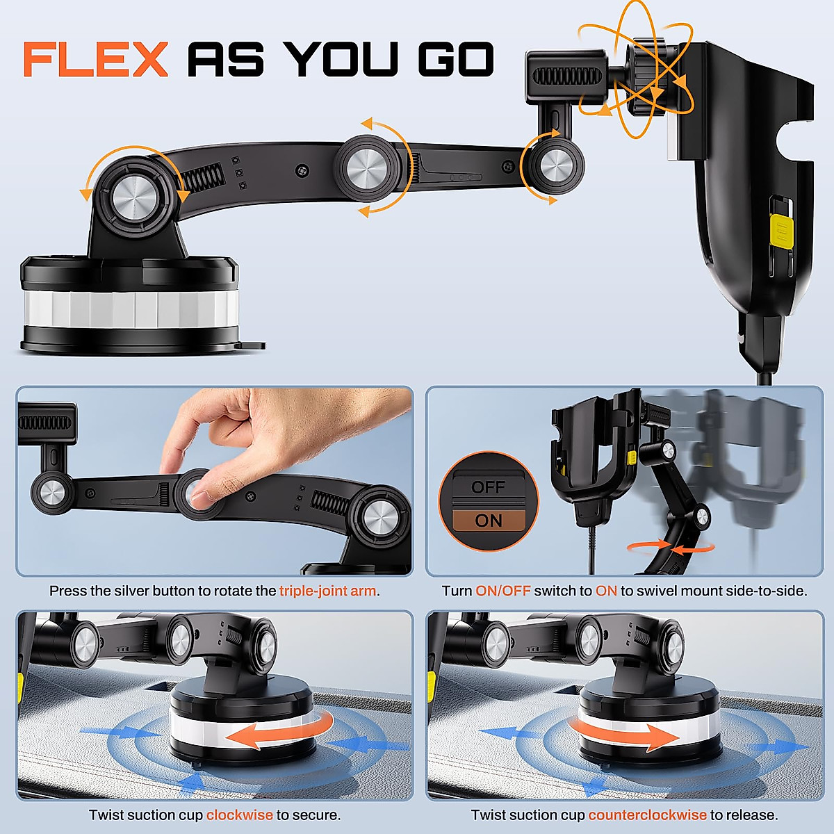 Car Mount Charger for Zebra Symbol TC77 TC70 TC72 TC75 TC70X TC75X TC700H TC700K TC77HL TC720L Handheld Barcode Scanner - Sturdy Vehicle Holder with 5V 2A Cigarette Lighter Charging Cable