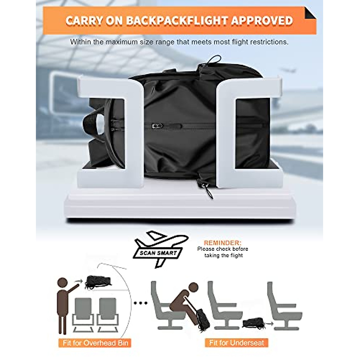 VGCUB Black Travel Laptop Backpack Airline Approved, Business Laptops Carry on Backpack with USB Charging Port,Waterproof College Bag Gifts for Men Women Fits 14 Inch Notebook,Small