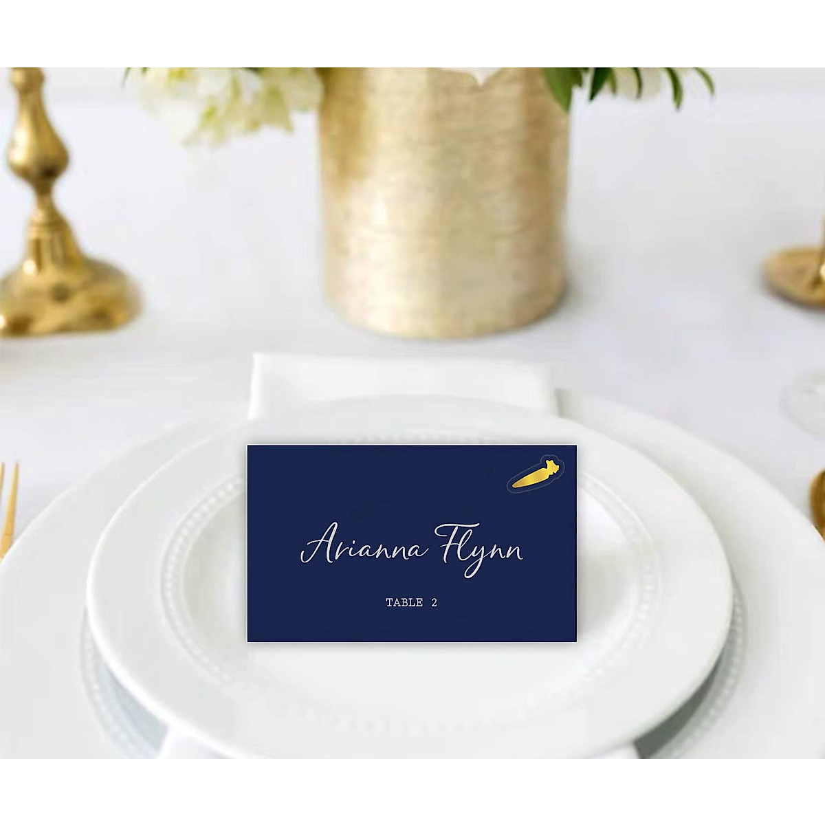 ARK Creation 50 Wedding Meal Stickers for Place Cards - Place Card Menu Choices - Wedding Meal Choice Stickers (Gold, Carrot)