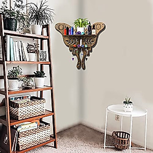 Corner Shelf Wall Mount - 2 Tier Large 17” Crystal Shelf Display - Moth Floating Shelves Wall Shelf - Boho Butterfly Moon & Star Design Spiritual Gift Zen Decor Yoga Corner Decor Home Bedroom Office