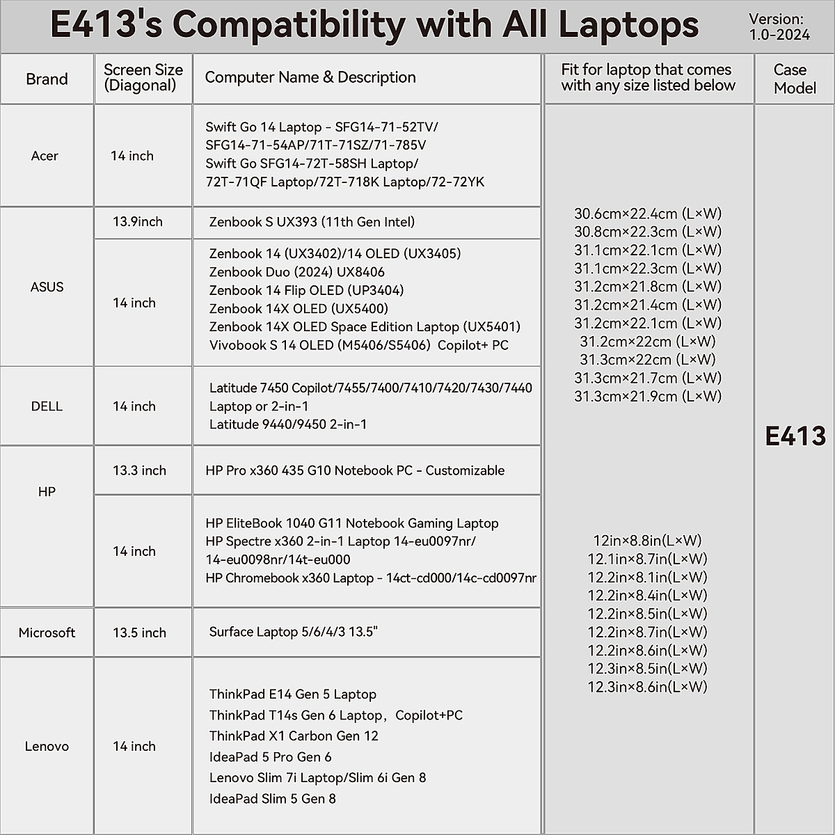 Smatree 14 inch Laptop Sleeve for HP Spectre x360 2-in-1 Laptop 14/14t, HP EliteBook 1040 G11, HP Chromebook x360 14c/14ct, for HP Pro x360 435 G10, 14 inch HP Laptop Bag with Accessory Pocket (E413)