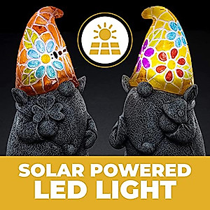 VP Home Luminous Gnomes Solar Powered LED Outdoor Decor Garden Light Set of 2 Great Addition for Your Garden Solar Powered Light Garden Christmas Decorations Gifts for Outside Patio Lawn