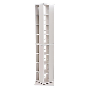 Yamazen DSRR-8(JW) Rotating Bookcase, 8 Tiers, Width 17.7 x Depth 17.7 x Height 72.8 inches (45 x 45 x 182.5 cm), Wall-Mounted, Square, Compact, Large Capacity, Assembly, White, Wood Grain