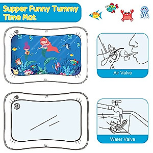 Ronipic Tummy Time Mat, Premium Baby Water Play Mat for Infants and Toddlers Baby Toys for 3 to 9 Months, Strengthen Baby's Neck and Muscles, Portable