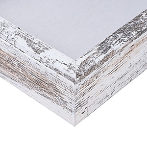 Muzilife 8x10 Shadow Box Picture Frame - 2.16" Interior Deep Wood & Glass Rectangle Display Case Ready to Hang Memory Box Baby Sports Memorabilia, Pins, Awards, Tickets, and Photos, Rustic White