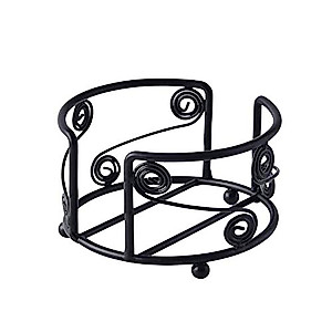 Frescorr - Black Wrought Iron Metal Coasters Holder for (4.25 INCH ) Round Coasters, Premium Quality!! (Black)