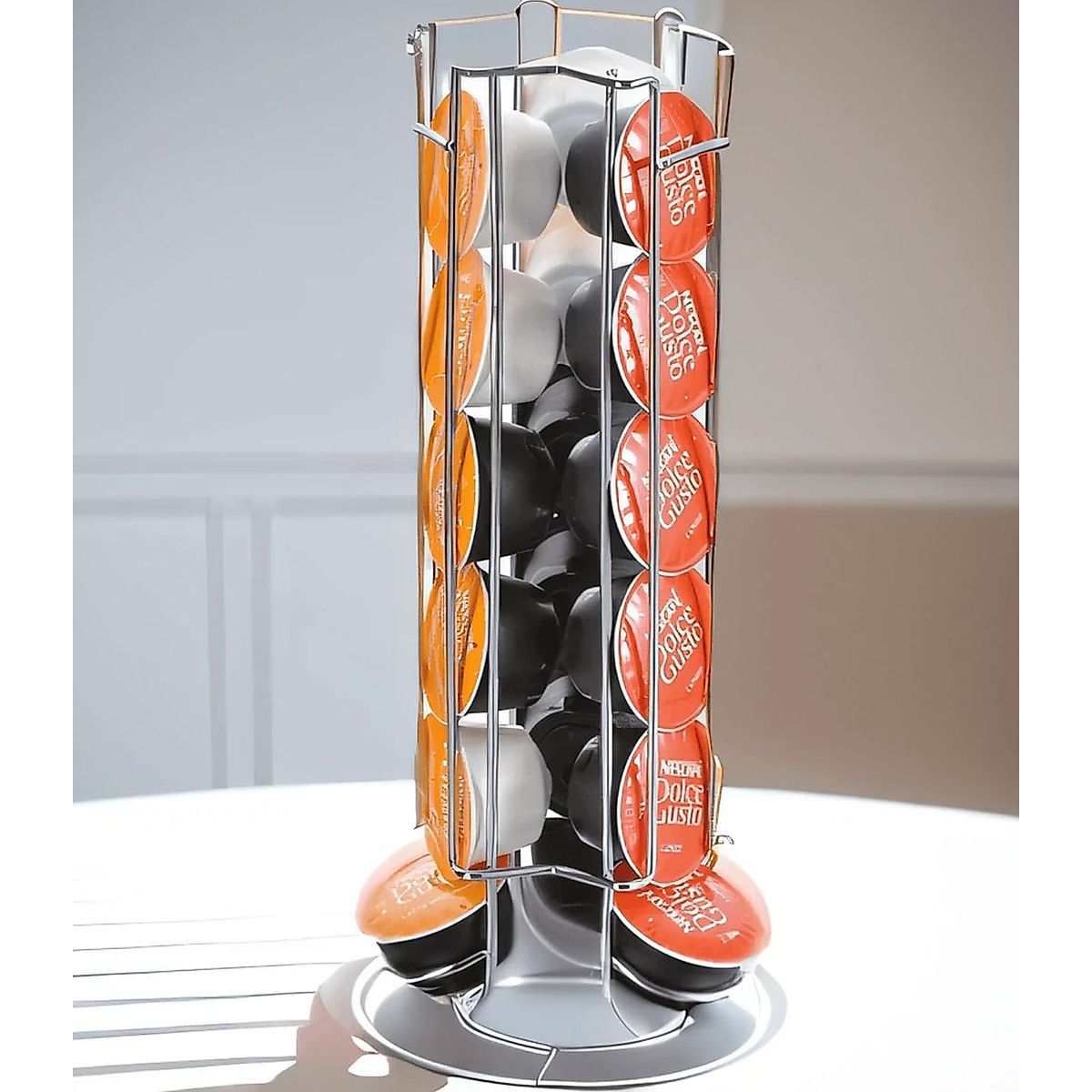 KINGPOUL K Cups Holder,K Cup Organizer,Coffee Pod Holder Coffee Pods Storage Organizer Stand,No Assembly Required,K Cup Holders For Counter(Capacity Of 24pods,Argent)