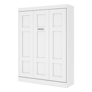 Pemberly Row Edgar Easy-Lift Dual Piston Queen Size Murphy Wall Bed in White