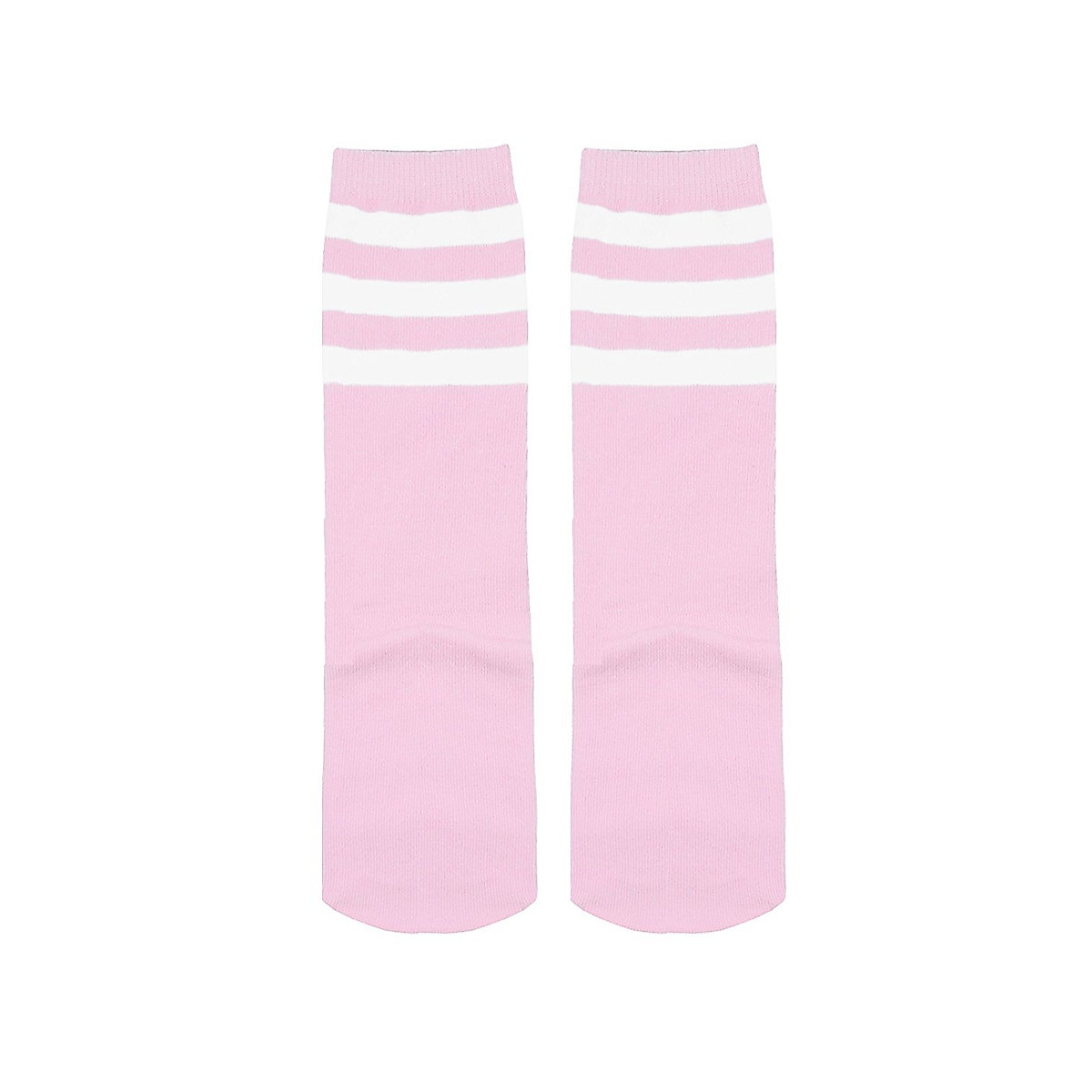 American Trends Kids Child Soccer Socks Stripes Knee High Tube Socks Cotton Uniform Sports Socks for Toddler Girls 1 Pack Pink White