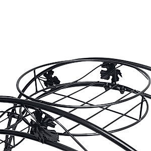DAZONE Arch Metal Potted Plant Stand with 3 Holders Potted Plant Rack Organizer (Black)