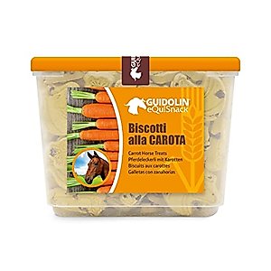 GUIDOLIN EQUISNACK Horse Natural Treats with Superfoods and Real Fruit Pieces, No Sugar Added, Handmade in Italy - 1,54 LB (Carrot)
