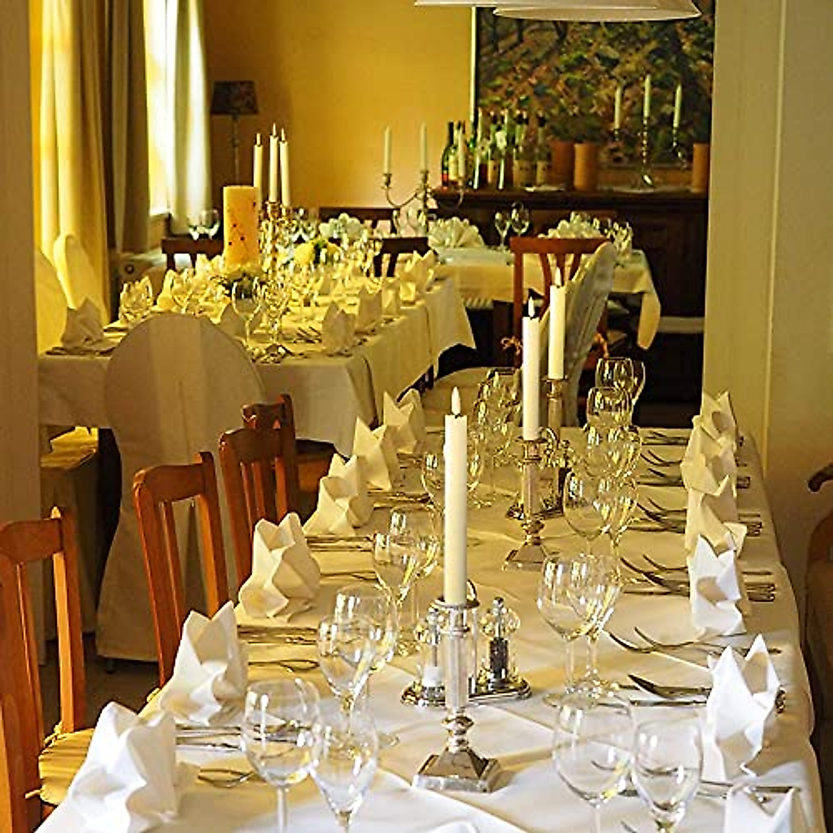 GenSwin Flameless White Taper Candles Flickering with 10-Key Remote, Battery Operated Led Warm 3D Wick Light Window Candles Real Wax Pack of 6, Christmas Home Wedding Decor(0.78 X 9.64 Inch)