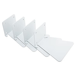 RealPlus 8pcs Invisible Floating Bookshelf for Wall Iron Floating Book Shelves Heavy Duty Book Organizer, White