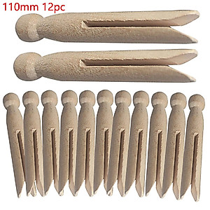 EKDJKK Round Wooden Clothespins, 12 Pcs Old Fashioned Traditional Heritage Dolly Clothes Pegs, Unfinished Wood Doll Pins for DIY Art Painting Outdoor Home Kitchen Travel