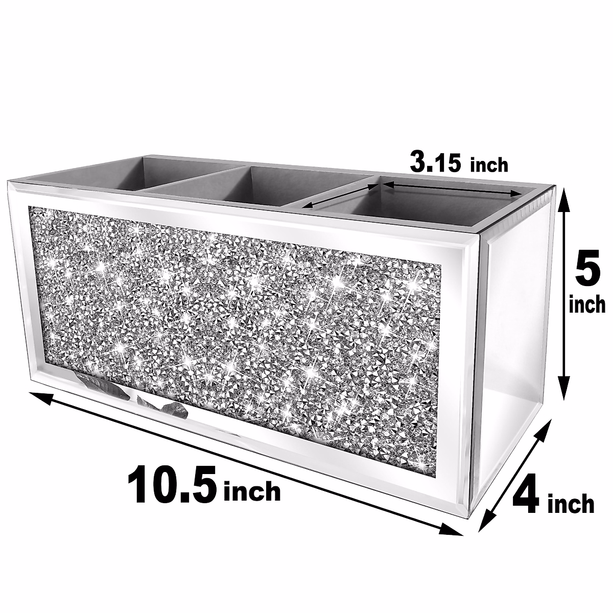 XIHACTY Mirror Hair Dryer Holder. Crystal Crush Diamond Hair Tool Organizer Wall Mount. Silver Bathroom Cabinet Tray for Blow Dryers, Hairdryer Straightener, Brushes and Combs.(10.5”x4”x5”)