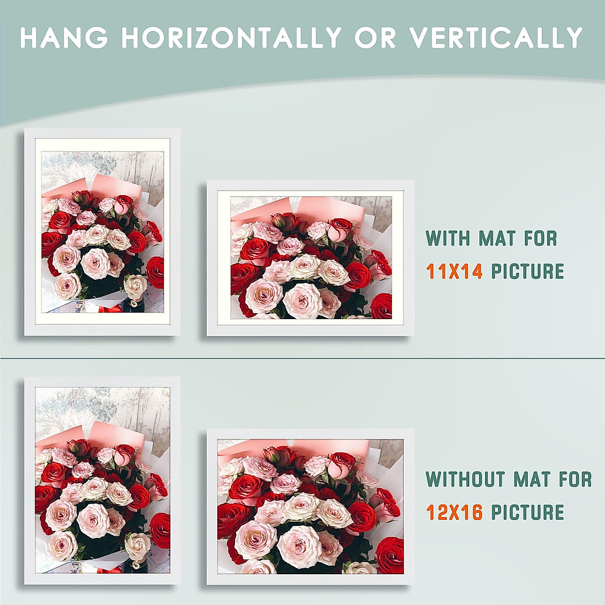 Golden State Art, 12x16 Picture Frame with Mat for 11x14 Picture or 12x16 Inch Without Mat, Wall Mounting (White, 1 Pack)