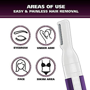 Wahl Clean & Confident Female Battery Pen Trimmer & Detailer with Rinseable Blades for Eyebrows, Facial Hair, & Bikini Lines - Hygienic Grooming & Easy Cleaning with Battery Included - Model 5640-100