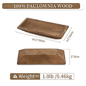 Hanobe Decorative Wooden Dough Bowl: Wood Table Centerpiece Decorations Rustic Natural Candle Holder Tray Trough for Dining Room Kitchen Decor, Brown