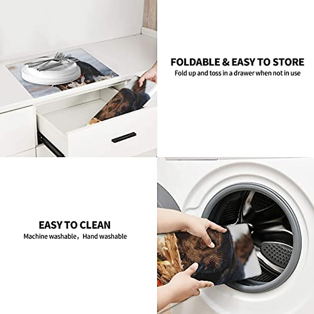 Funny Dog Hunting Duck Printed Drying Mat For Kitchen Ultra Absorbent Microfiber Dishes Drainer Mats Non-Slip Silicone Quick Dry Pad - 18 X 16inch