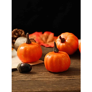 Fake Pumpkins, 4Pcs Halloween Pumpkin Shaped Decoration Craft, Foam Plastic Fake Faux Artificial Pumpkins for Halloween Fall Harvest Festival Home Table Decor (Orange)