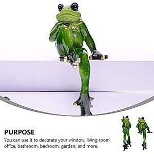 Angoily 2Pcs Sitting Frog Statue Garden Frog Sculpture Decor Resin Animal Collectible Figurine for Home Outdoor Patio Fairy Garden Bonsai Micro Landscape Cake Decorations