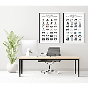 Retro Video Game Posters for Gaming Room Wall Decor. Evolution of Video Game Controllers Art Poster for Teen Bedroom Decorations. Nostalgic Gamer Artwork Cards for Boy. Cool 11x17 In Controller Print