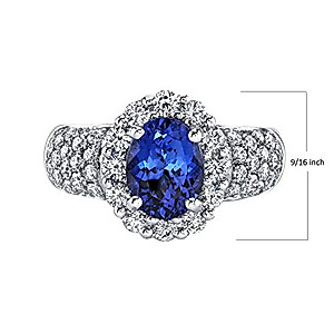 TVON - 1.77Cts Oval Natural Tanzanite GemStone and Diamond - Vintage Ring for Women in 14K Rose Gold Prong Setting, 8.5