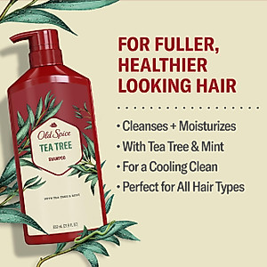 Old Spice Tea Tree Shampoo for Men, Cooling Shampoo with Tea Tree, Removes Built Up Dirt and Oil, 21.9 Oz Each, Twin Pack