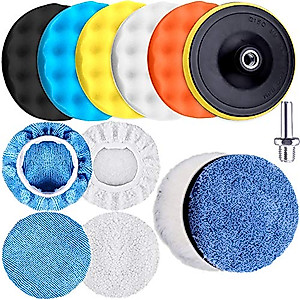 SIQUK 13 Pieces Buffing Pads 6 Inch Car Polishing Pad Kit Foam Polish Pads Wax Buffer Polisher Attachment for Drill