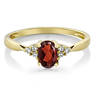 Gem Stone King 14K Yellow Gold Build Your Own Customized and Personalized Oval 6X4MM Gemstone Birthstone and White Diamond Engagement Ring For Women (Size 6)