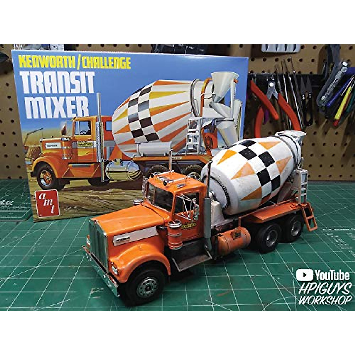 Round 2 Unknown AMT Kenworth/Challenge Transit Cement Mixer 1:25 Scale Model Kit (AMT1215)