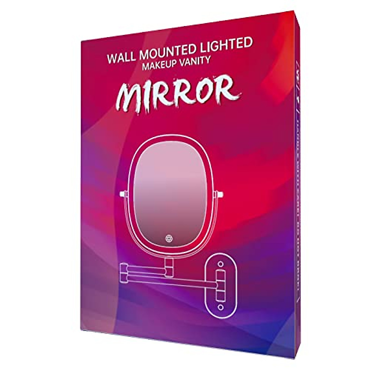 FUNTOUCH Rechargeable Lighted Wall Mounted Makeup Mirror, Double Sided 1X/7X Magnifying Mirror, 3 Lights Option Dimmable, Extension Foldable Arm, Oval Wall Mounted Mirror for Bathroom