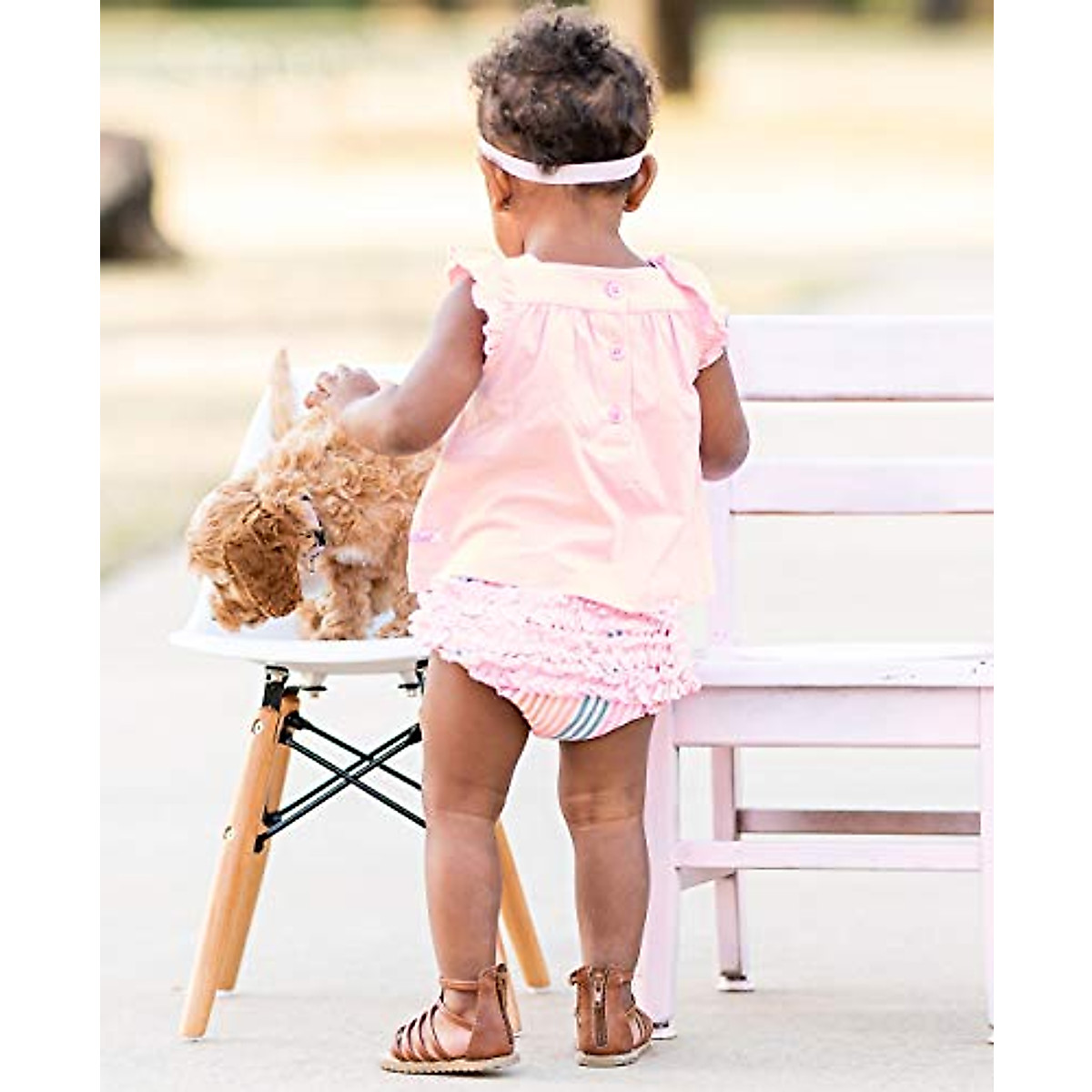 RuffleButts® Girls Pink Flutter Square Neck Top - 5