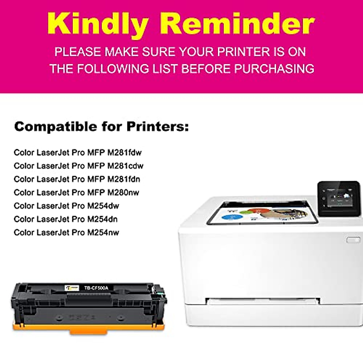 Toner Bank Compatible Toner Cartridge Replacement for HP 202A CF500A 202X CF500X M281fdw Color Pro MFP M281fdw M281cdw M254dw M281fdn M281 M254 202 Printer Ink (Black Cyan Yellow Magenta, 4-Pack)