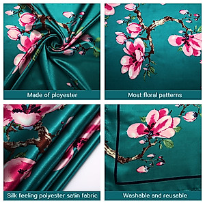 DOOBO Silk Scarf - 3 Pcs 35 Inches Polyester Satin Head Scarf for Women - Aquamarine, Navy, Khaki